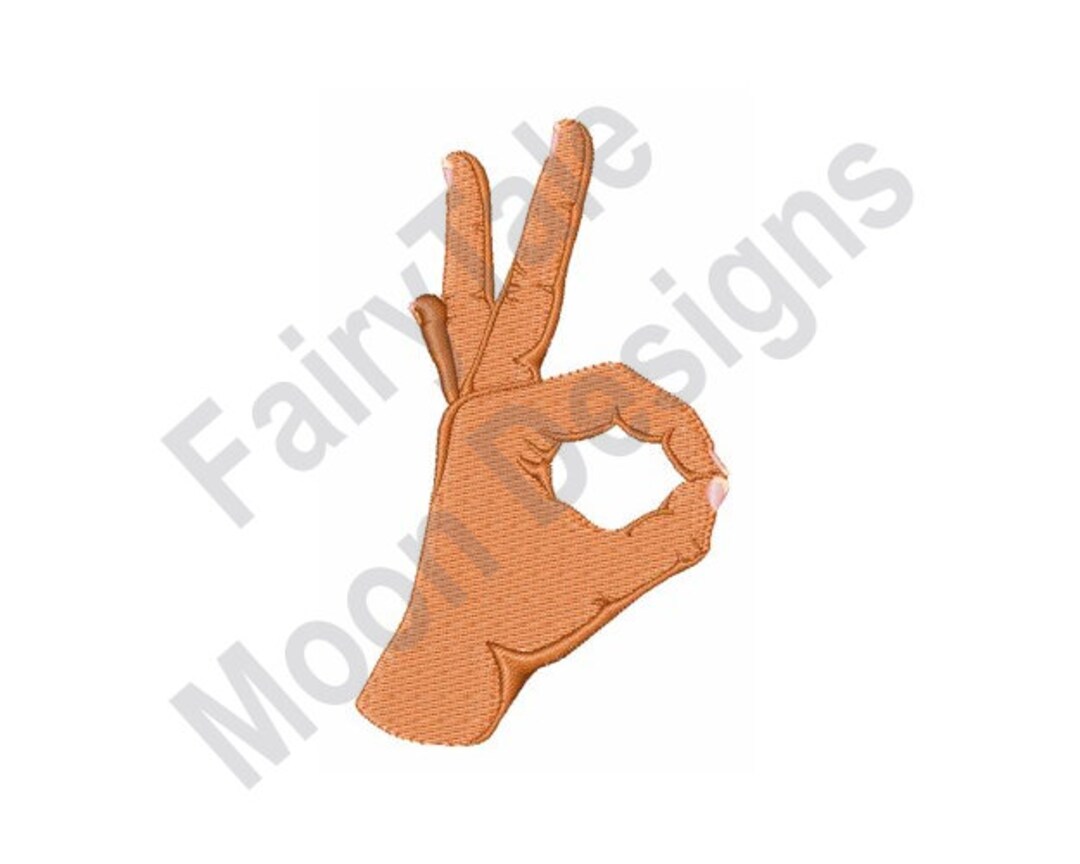 Okay Hand Sign - Machine Embroidery Design, OK Hand Gesture Embroidery ...