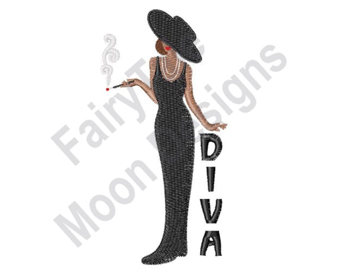 Diva Woman - Machine Embroidery Design, Smoking Woman Embroidery ...