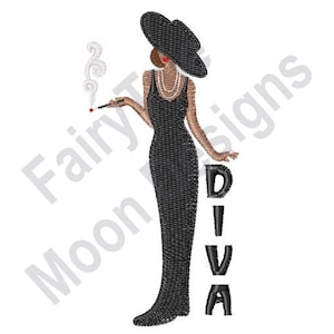 Diva Woman - Machine Embroidery Design, Smoking Woman Embroidery ...