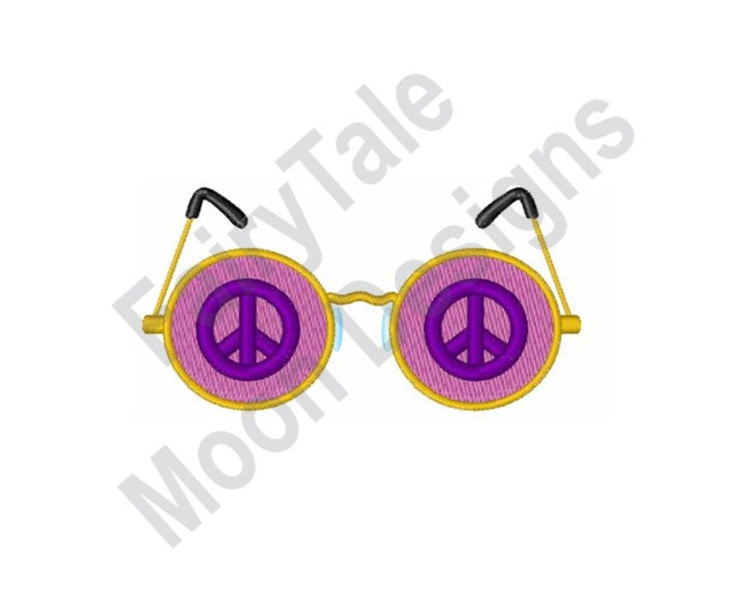 Peace Sign Eye Glasses Machine Embroidery Design, Peace Glasses ...