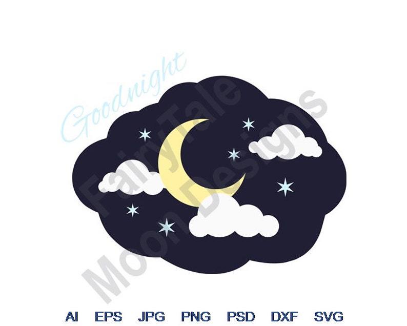 Goodnight Moon Svg Dxf Eps Png Jpg Vector Art Clipart - Etsy