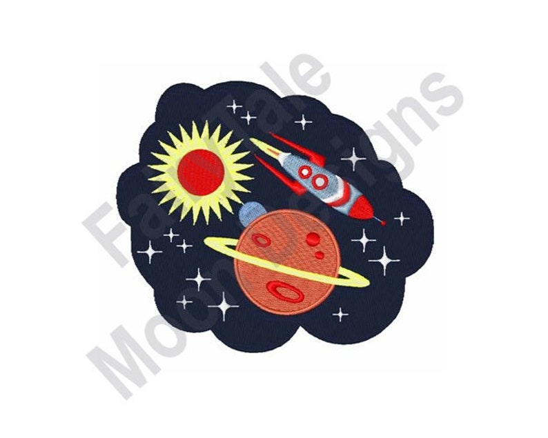 Outer Space Machine Embroidery Design Planet & Sun - Etsy