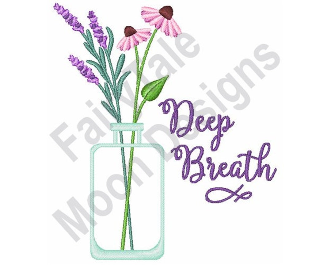 Deep Breath Machine Embroidery Design Wildflowers Vase - Etsy