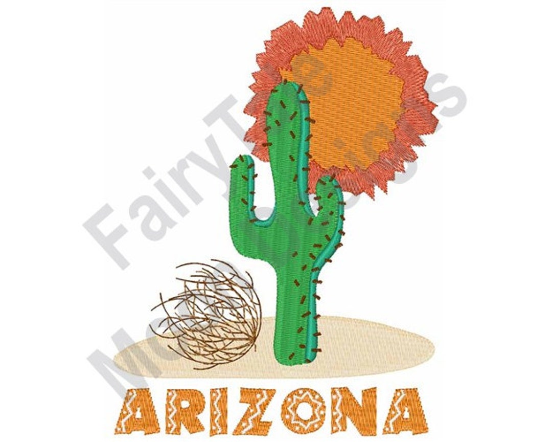 Arizona Scene - Machine Embroidery Design, Arizona Cactus Embroidery ...