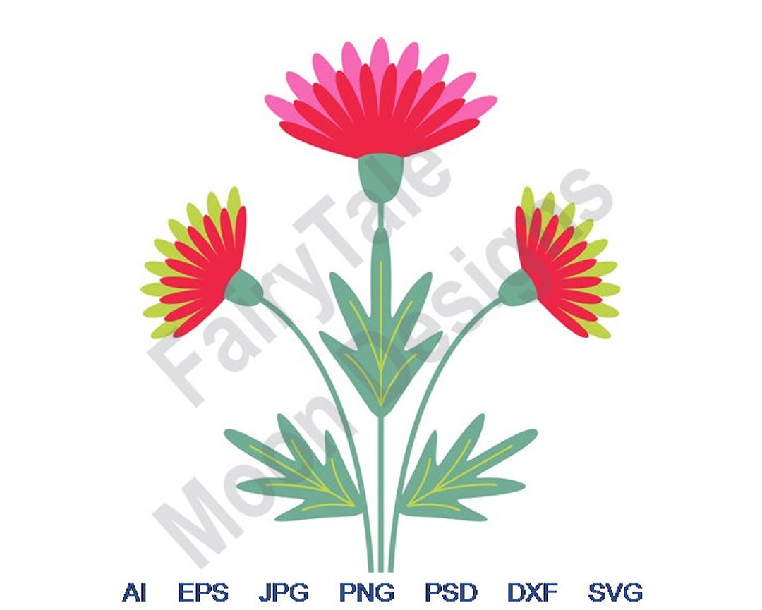 Red Flowers Svg, Dxf, Eps, Png, Jpg, Vector Art, Clipart, Cut File, Red ...