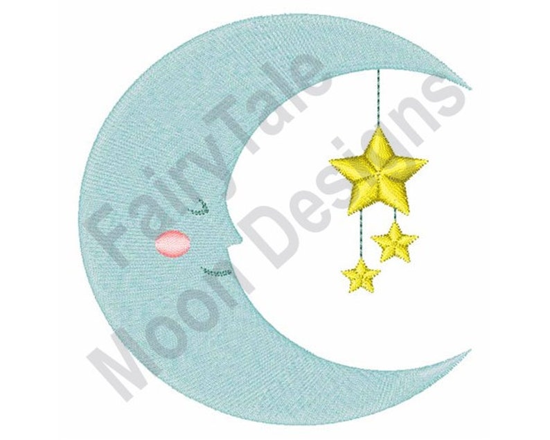 Sleepy Moon Machine Embroidery Design Moon & Stars - Etsy