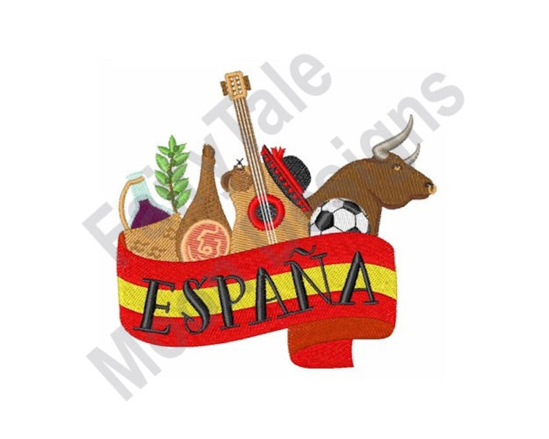 Espana Machine Embroidery Design Spanish Flag Embroidery | Etsy