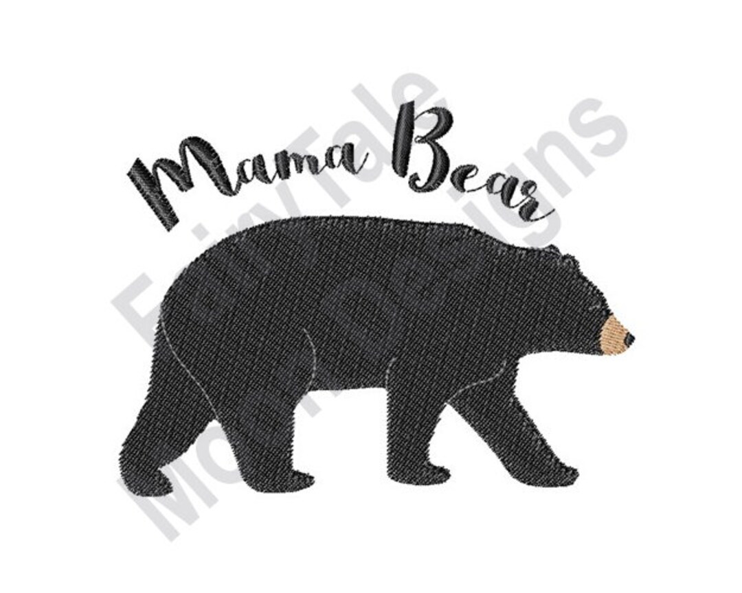 Mama Bear - Machine Embroidery Design, Black Bear Embroidery Pattern ...