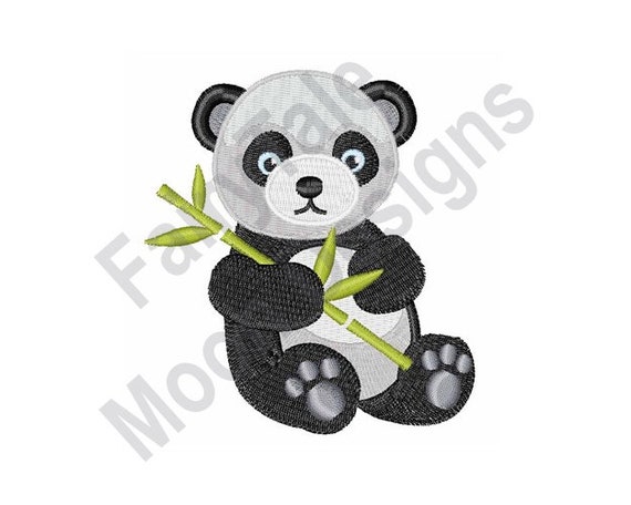 Panda Bear Machine Embroidery Design Sitting Baby Panda | Etsy