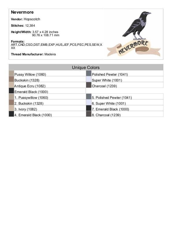 Nevermore Banner Machine Embroidery Design Raven Embroidery - Etsy