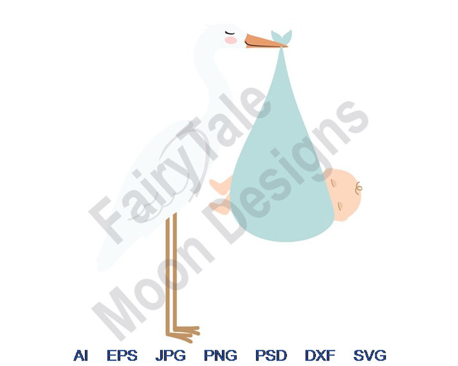 Stork Baby Svg Dxf Eps Png Jpg Vector Art Clipart Cut - Etsy