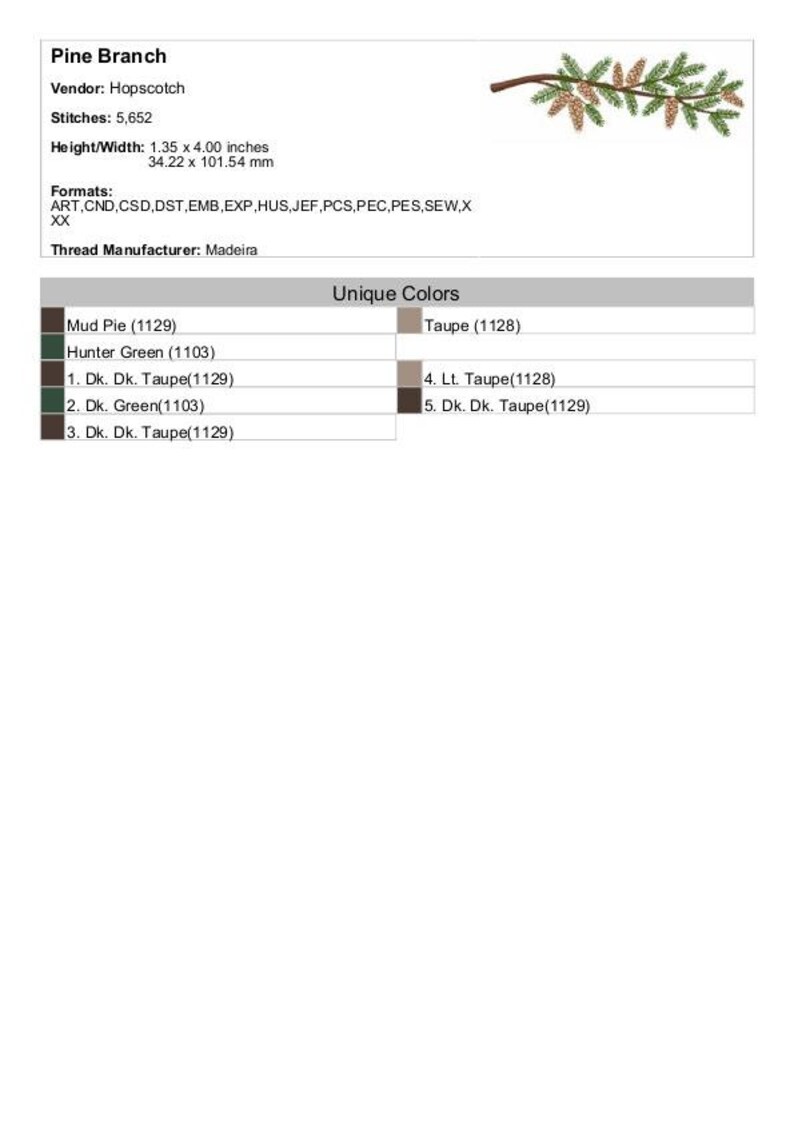 Pine Branch Machine Embroidery Design Pine Tree Branch - Etsy