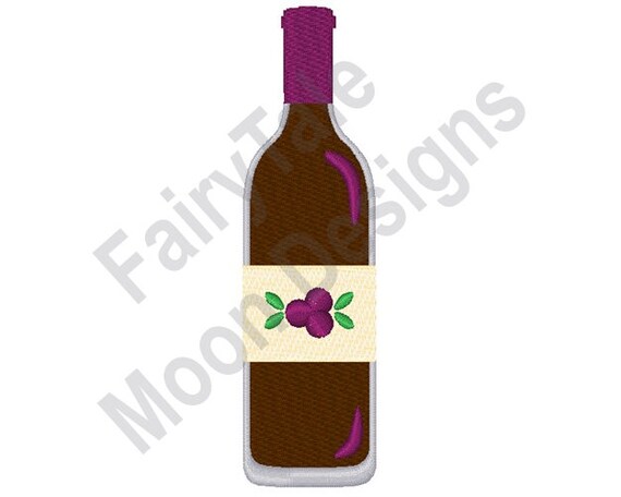 Wine Bottle Machine Embroidery Design Red Grape Wine - Etsy