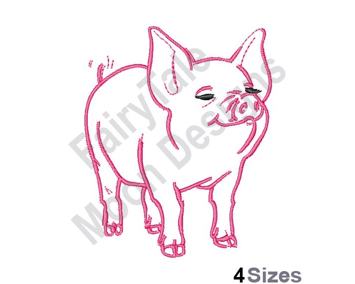 Pig Outline - Machine Embroidery Design, Baby Pig Outline Embroidery ...
