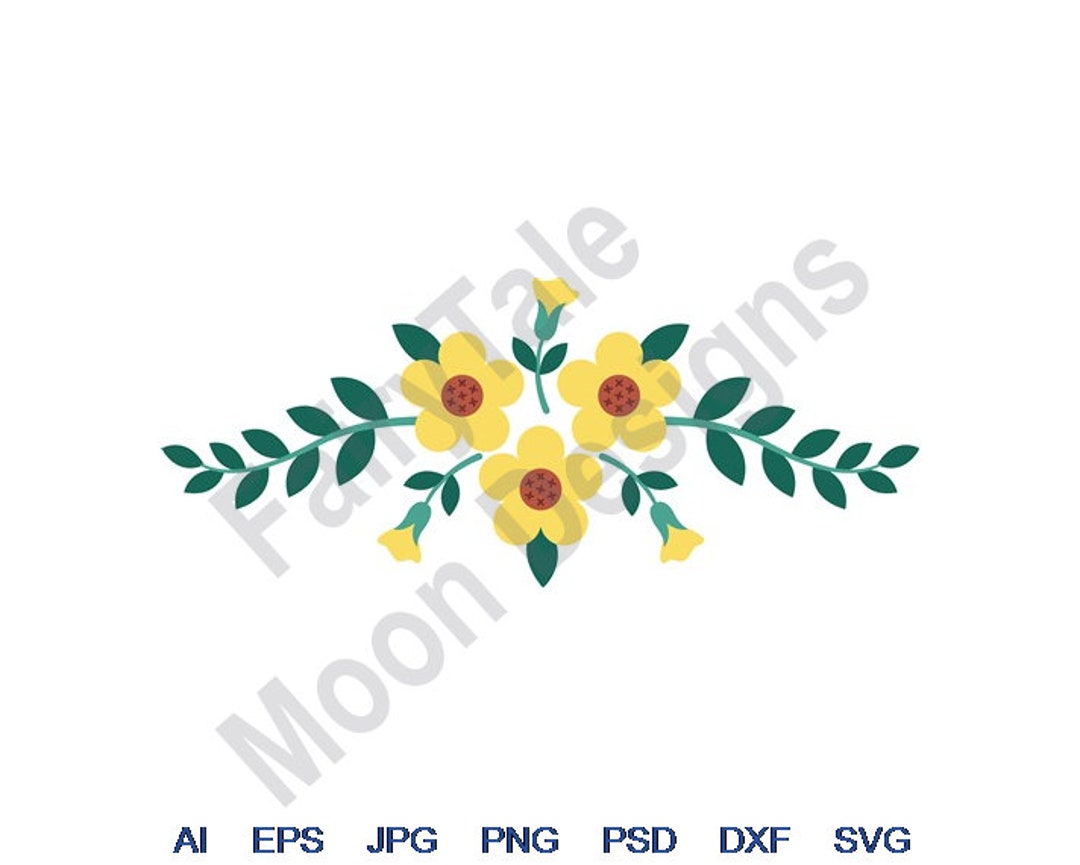 Yellow Flowers Svg, Dxf, Eps, Png, Jpg, Vector Art, Clipart, Cut File ...