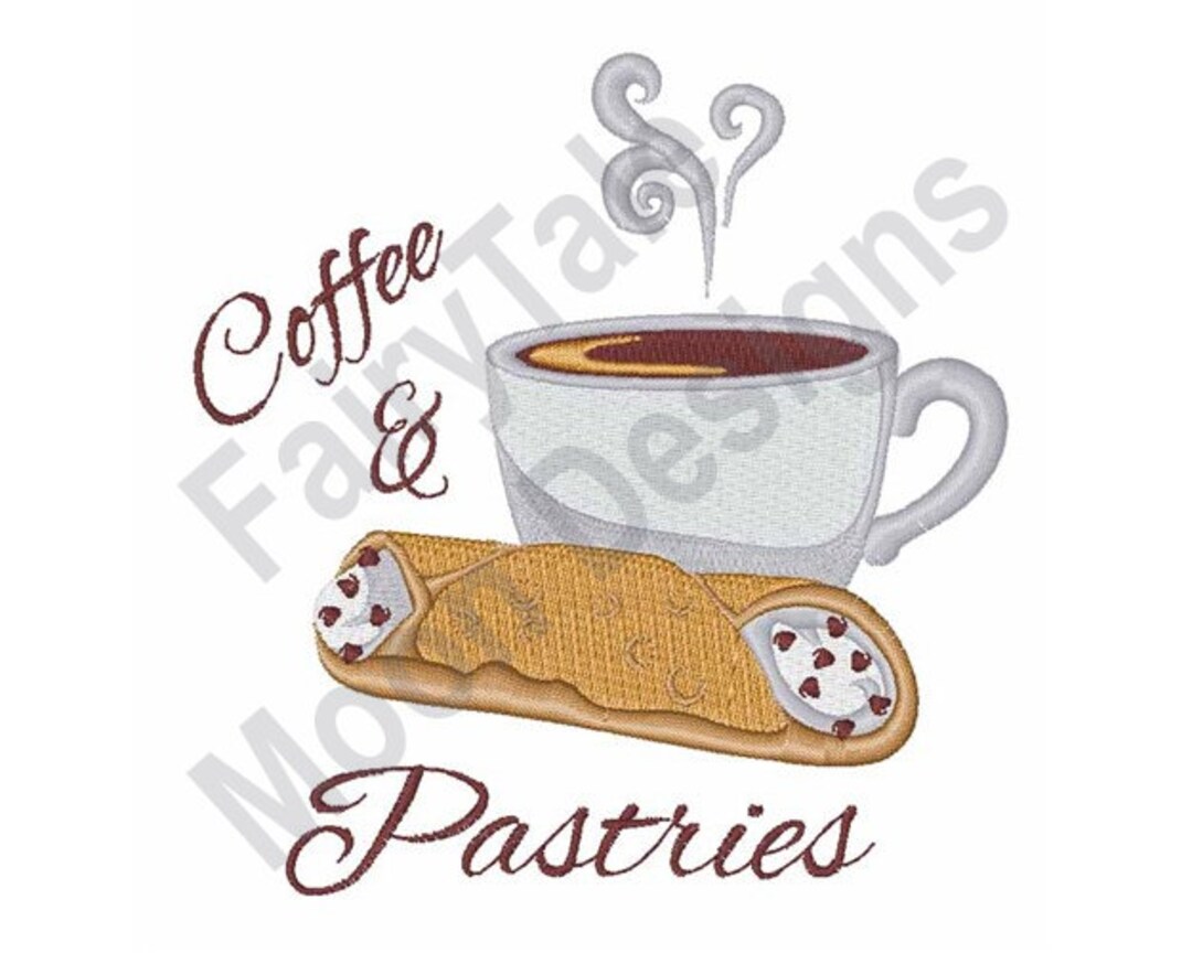 Coffee & Pastries - Machine Embroidery Design, Hot Coffee Cup ...