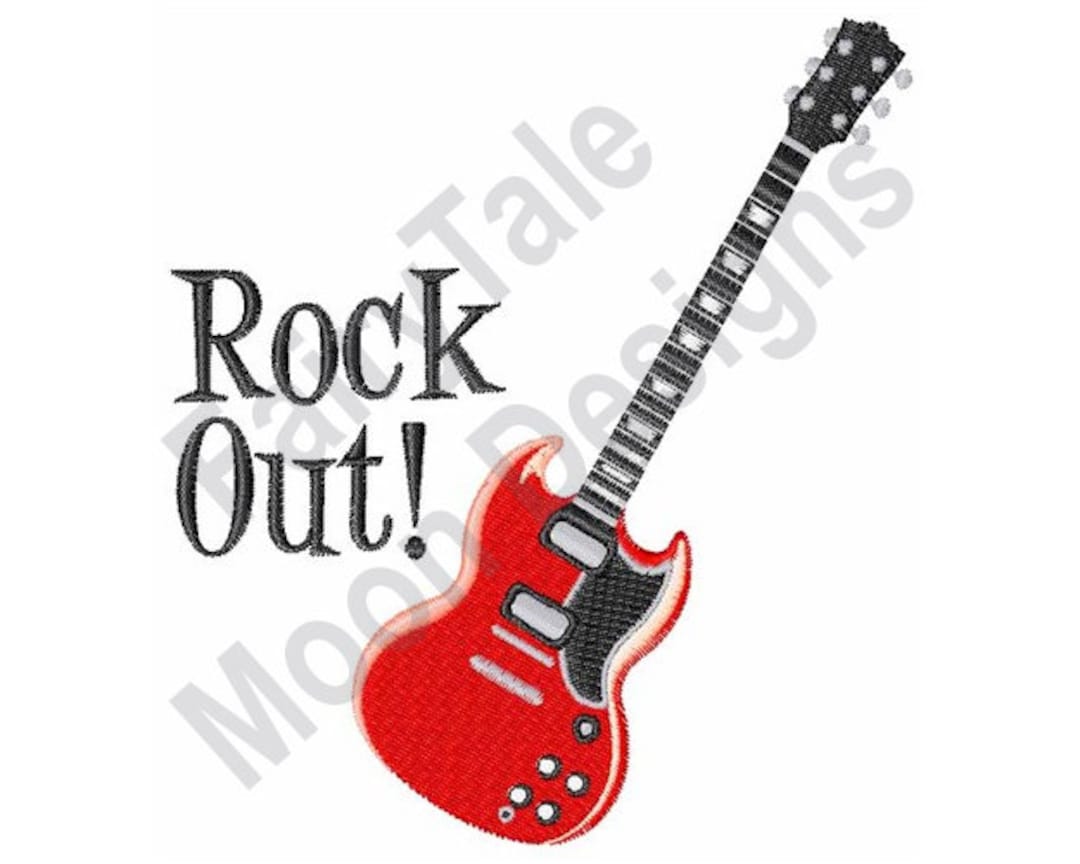 Rock Out Guitar - Machine Embroidery Design, Electric Guitar Embroidery ...
