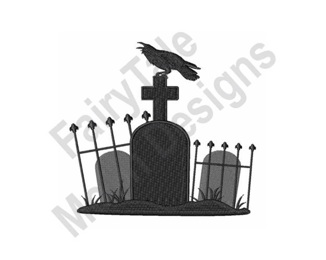 Graveyard Crow - Machine Embroidery Design, Halloween Night Embroidery ...