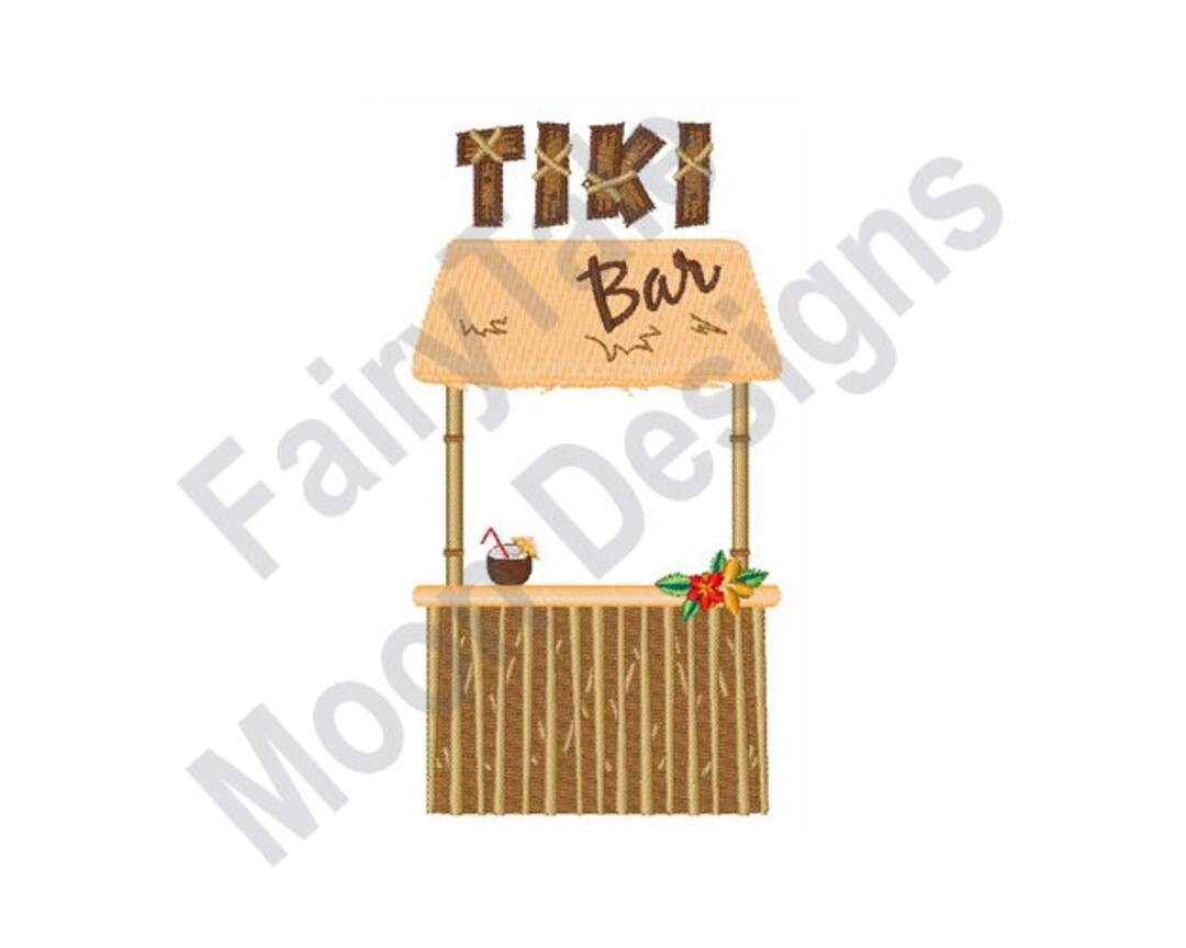 Tiki Bar - Machine Embroidery Design, Hawaiian Tiki Drinks Embroidery ...