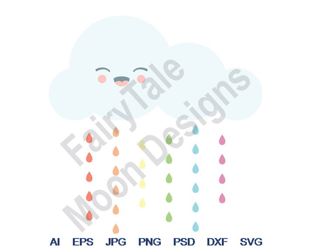 Rain Cloud Svg Dxf Eps Png Jpg Vector Art Clipart Cut - Etsy