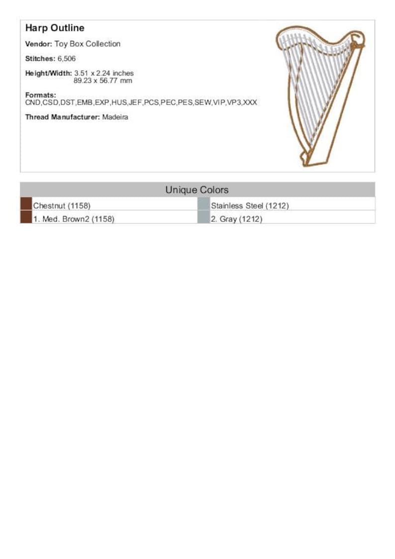 Harp Outline Machine Embroidery Design Celtic Harp - Etsy