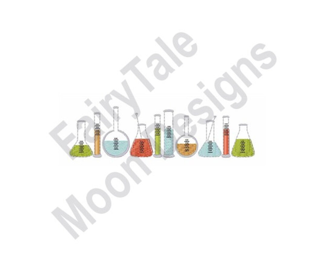 Science Beaker Border Machine Embroidery Design, Laboratory Test Tubes ...