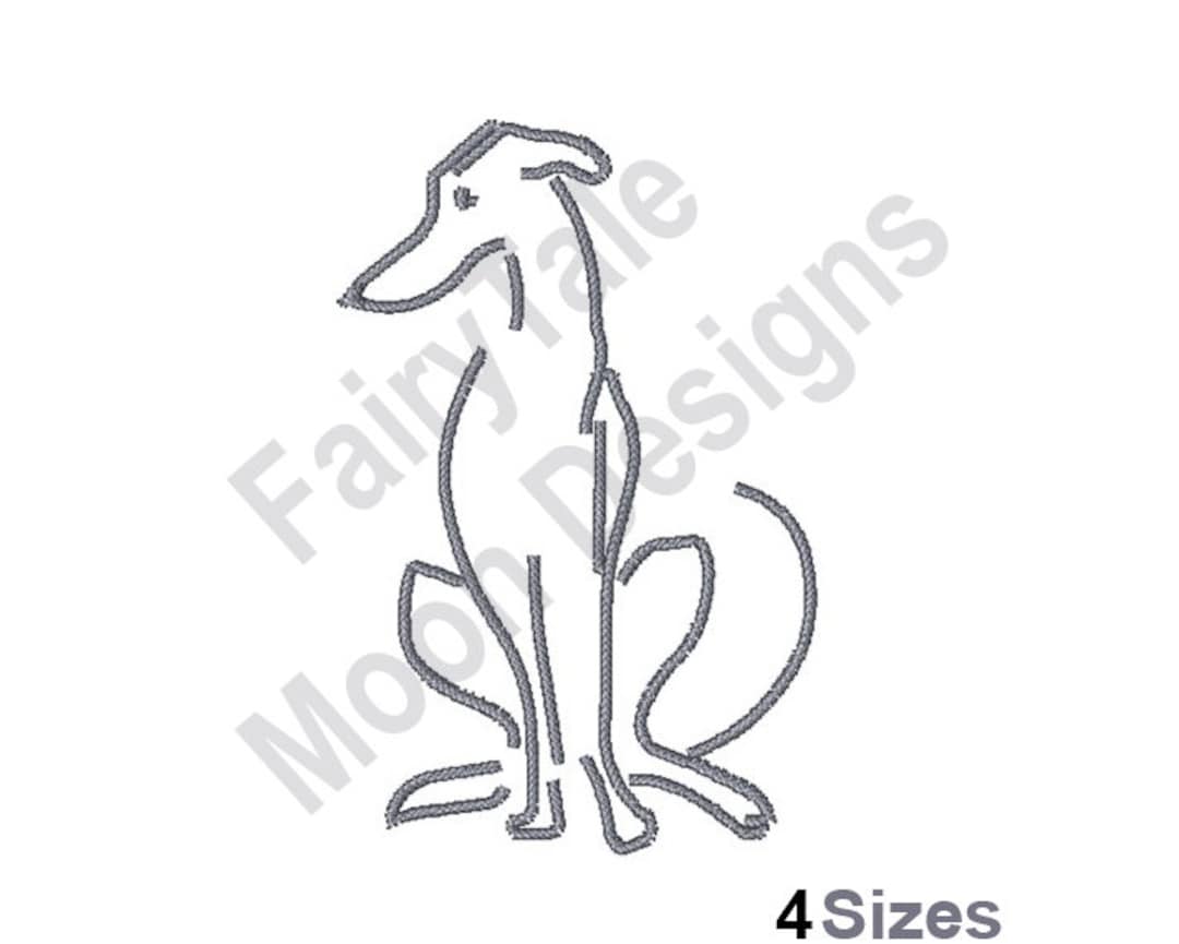 Greyhound Outline - Machine Embroidery Design, Sitting Greyhound ...