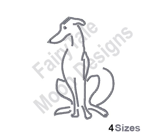Greyhound Outline Machine Embroidery Design Sitting | Etsy