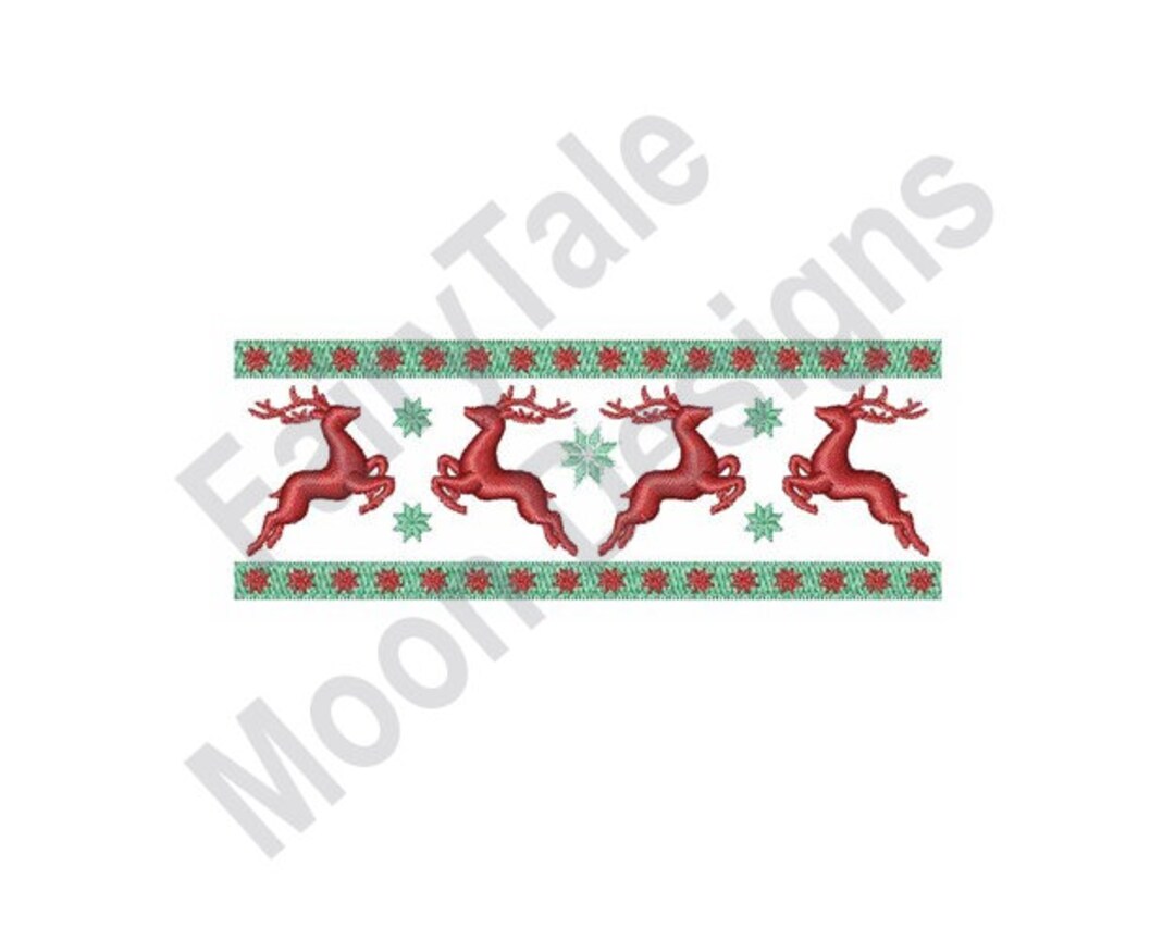 Reindeer Border Machine Embroidery Design, Christmas Reindeers ...