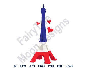 Paris Eiffel Tower Svg, Dxf, Eps, Png, Jpg, Vector Art, Clipart, Cut ...