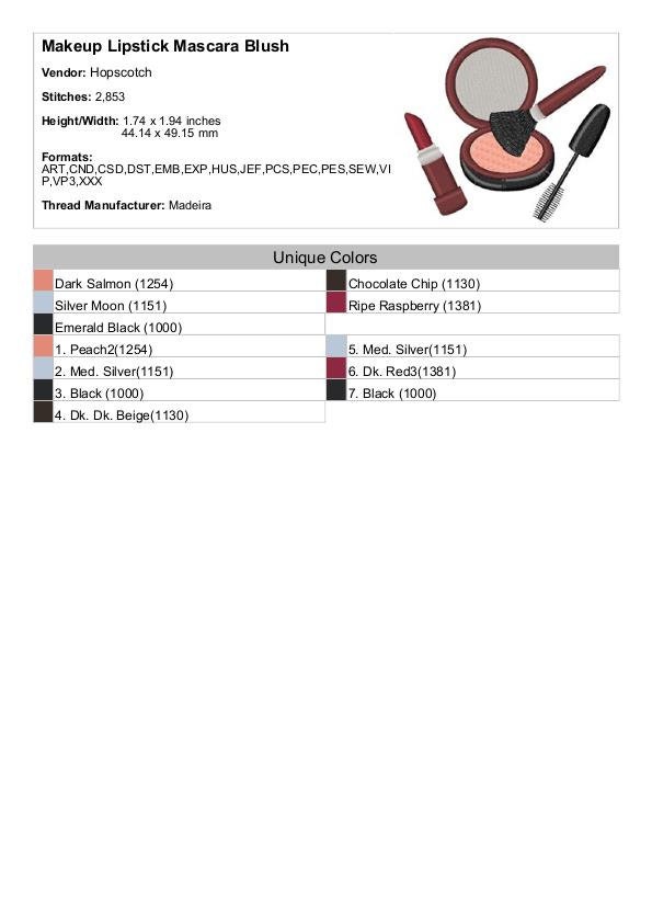 Cosmetics Machine Embroidery Design Makeup Embroidery | Etsy