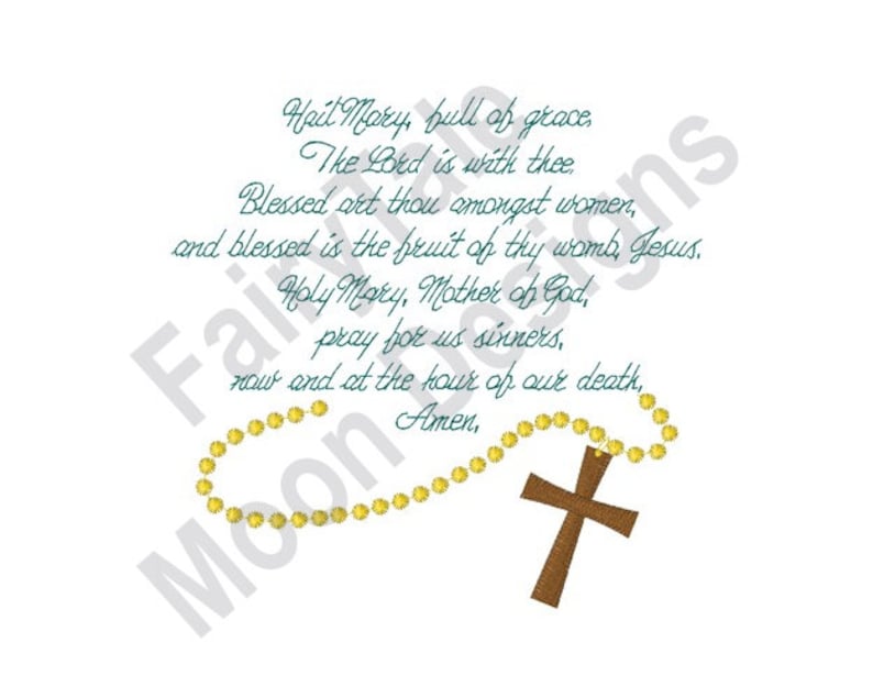 Hail Mary Prayer Machine Embroidery Design Christian Cross - Etsy