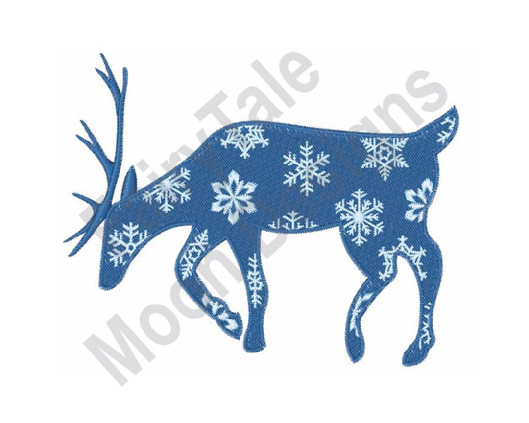 Blue Reindeer Machine Embroidery Design Christmas Reindeer - Etsy