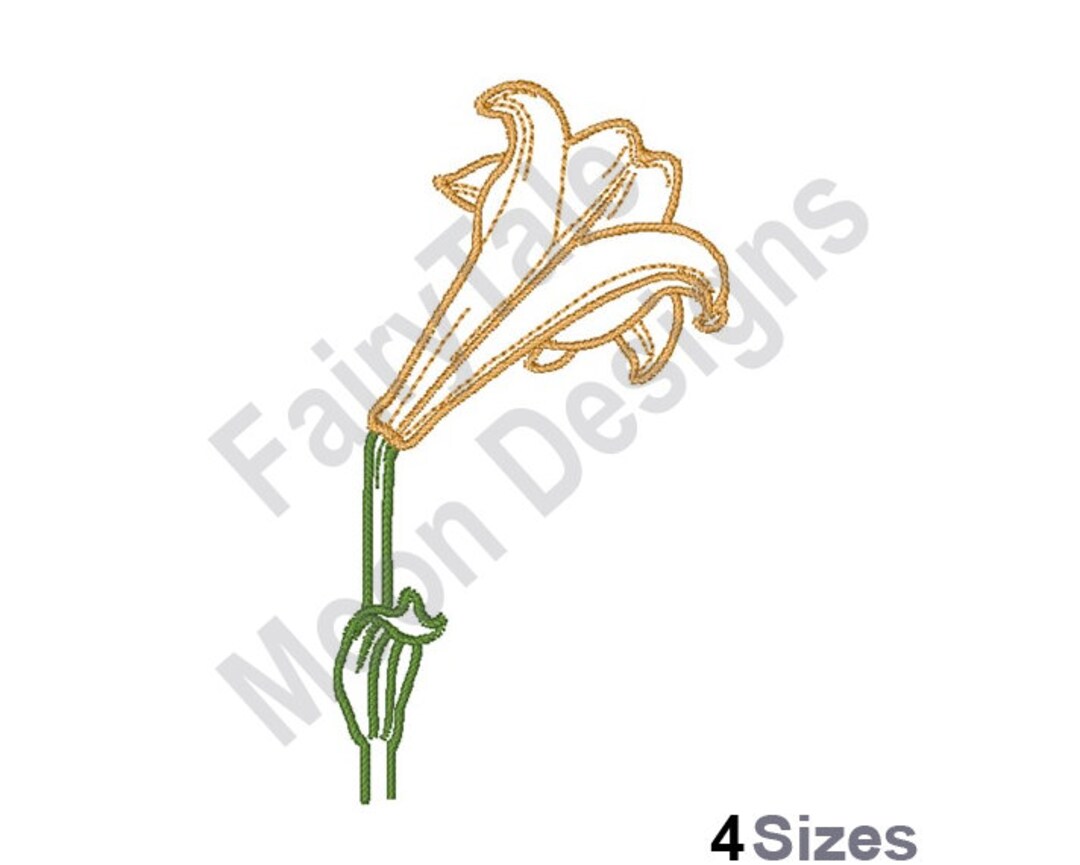 Easter Lily Machine Embroidery Design Lily Flower Outline - Etsy