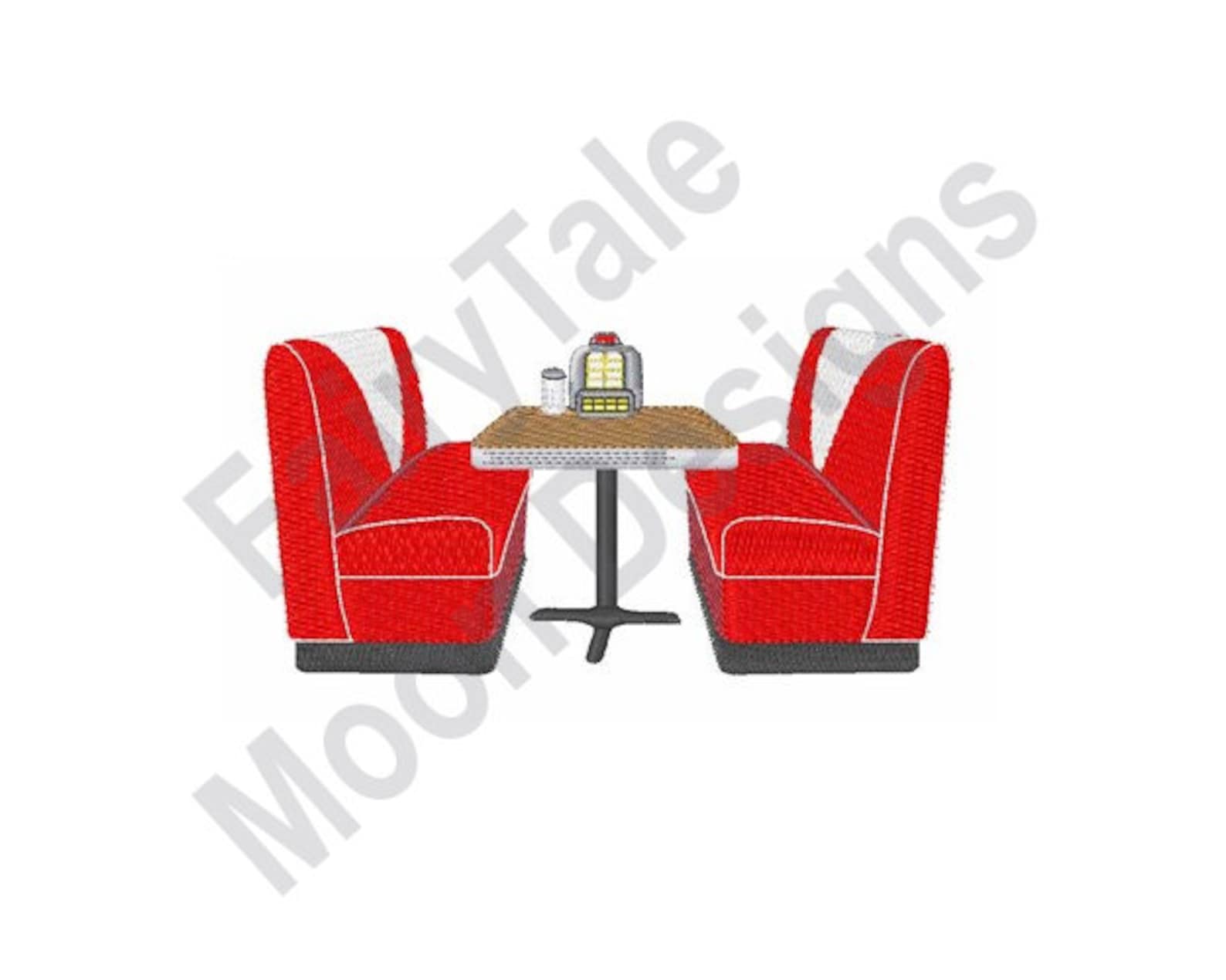 Diner Booth & Table - Machine Embroidery Design, Retro Diner Booth ...