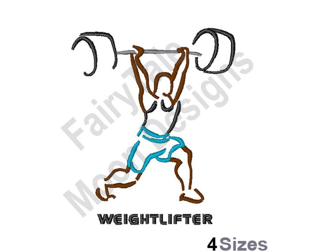 Weightlifting Machine Embroidery Design, Weightlifter Outline ...