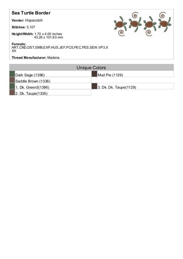 Sea Turtle Border - Machine Embroidery Design, Sea Turtles Embroidery ...