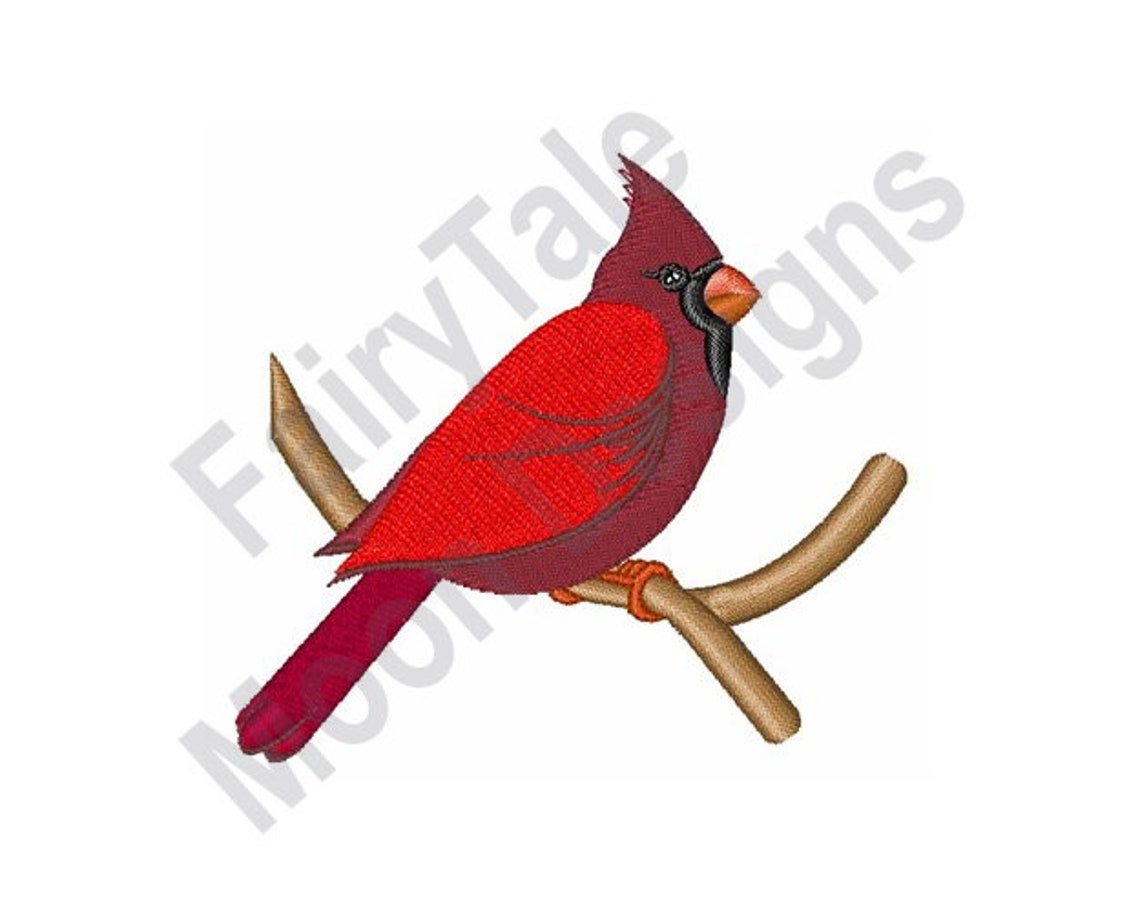 Cardinal on Tree Branch - Machine Embroidery Design, Christmas Cardinal ...
