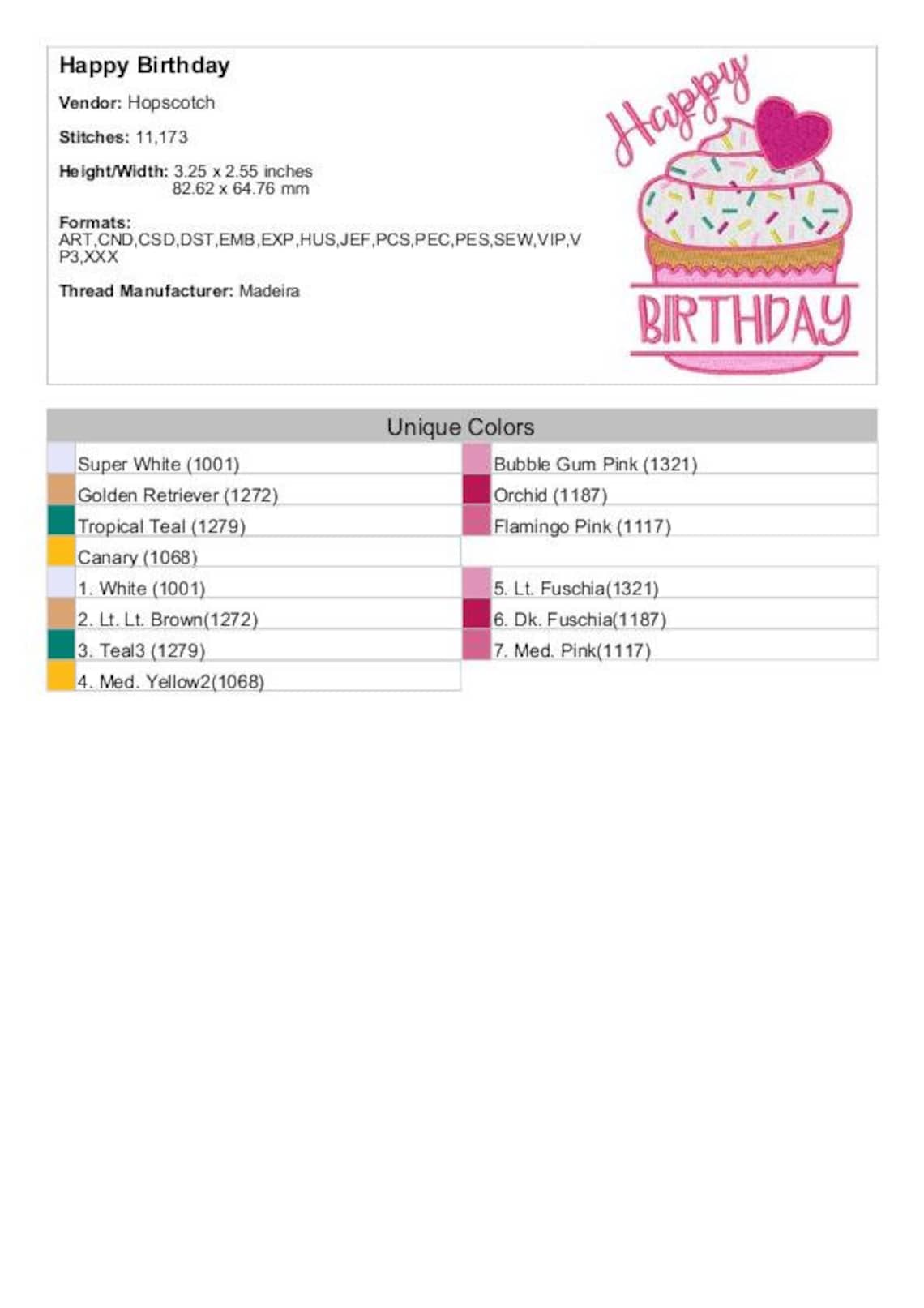 Happy Birthday - Machine Embroidery Design, Birthday Cupcake Embroidery ...
