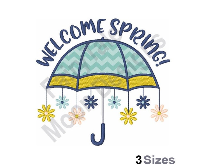 APPLIQUE Rain Umbrella Machine Embroidery Design Welcome - Etsy