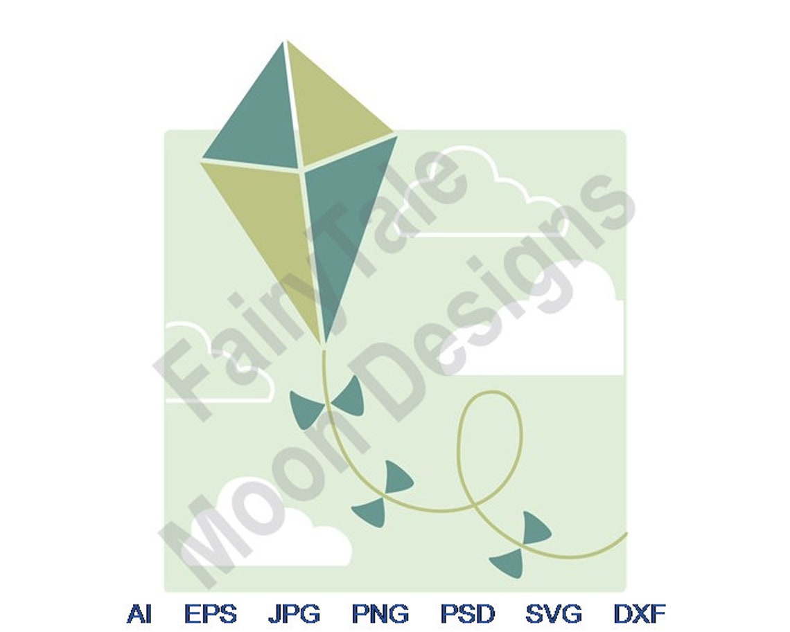 Flying Kite Svg Dxf Eps Png Jpg Vector Art Clipart - Etsy