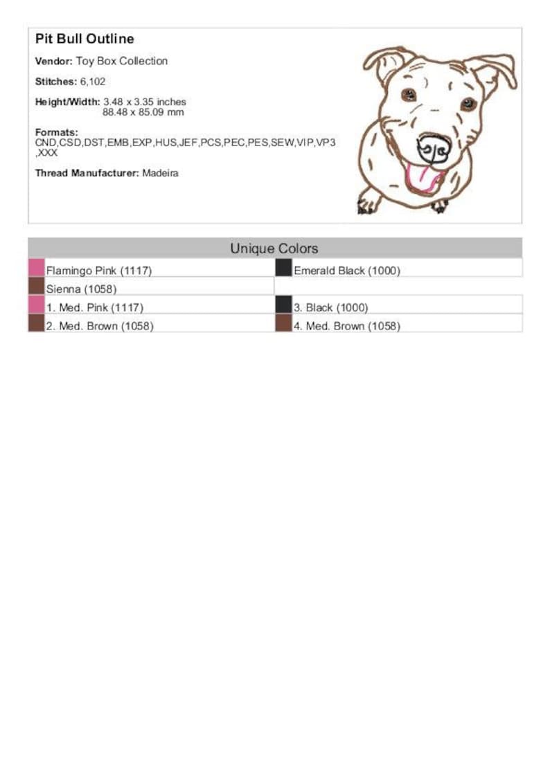 Pit Bull Machine Embroidery Design Pit Bull Outline - Etsy Singapore