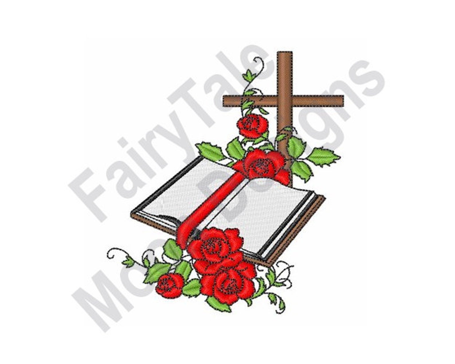 Bible & Roses Machine Embroidery Design Christian Cross - Etsy