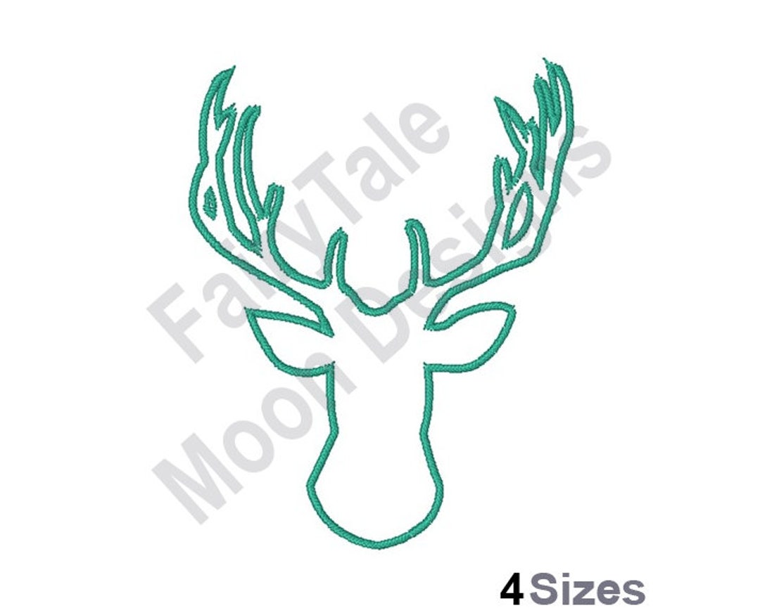 Buck Head Outline Machine Embroidery Design, Deer Head Embroidery ...