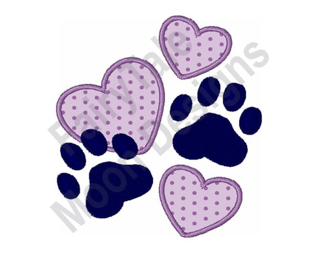 Paw Prints Applique - Machine Embroidery Design, Applique Paw Print ...