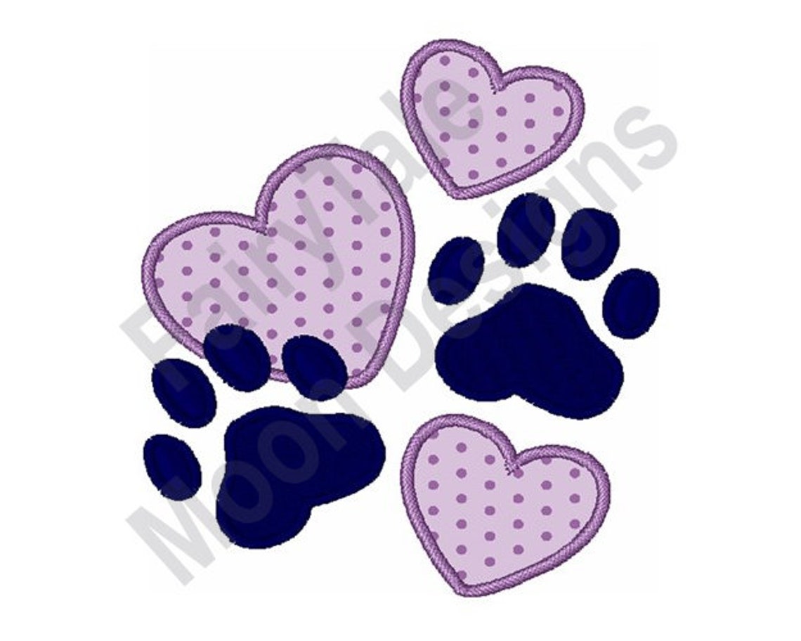 Paw Prints Applique Machine Embroidery Design Applique Paw - Etsy