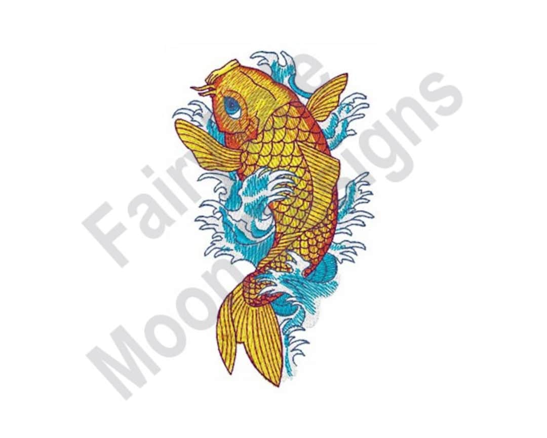 Swimming Koi Fish - Machine Embroidery Design, Koi Fish Embroidery ...