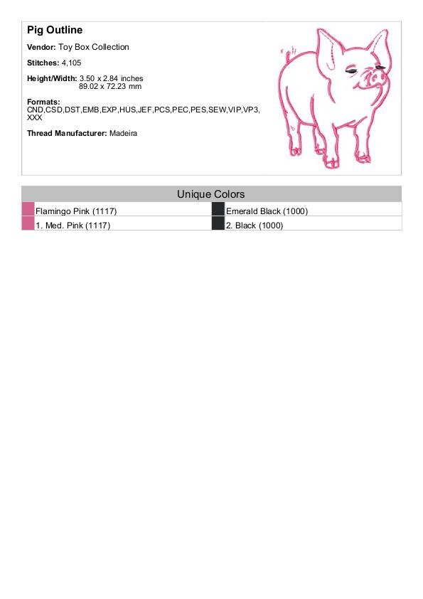 Pig Outline Machine Embroidery Design Baby Pig Outline | Etsy