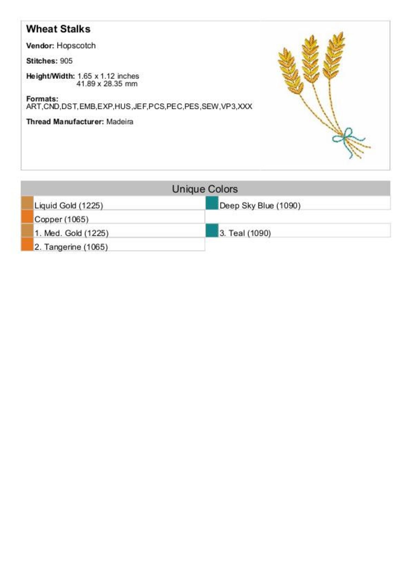 Wheat Stalks - Machine Embroidery Design, Wheat Stalk Bundle Embroidery ...