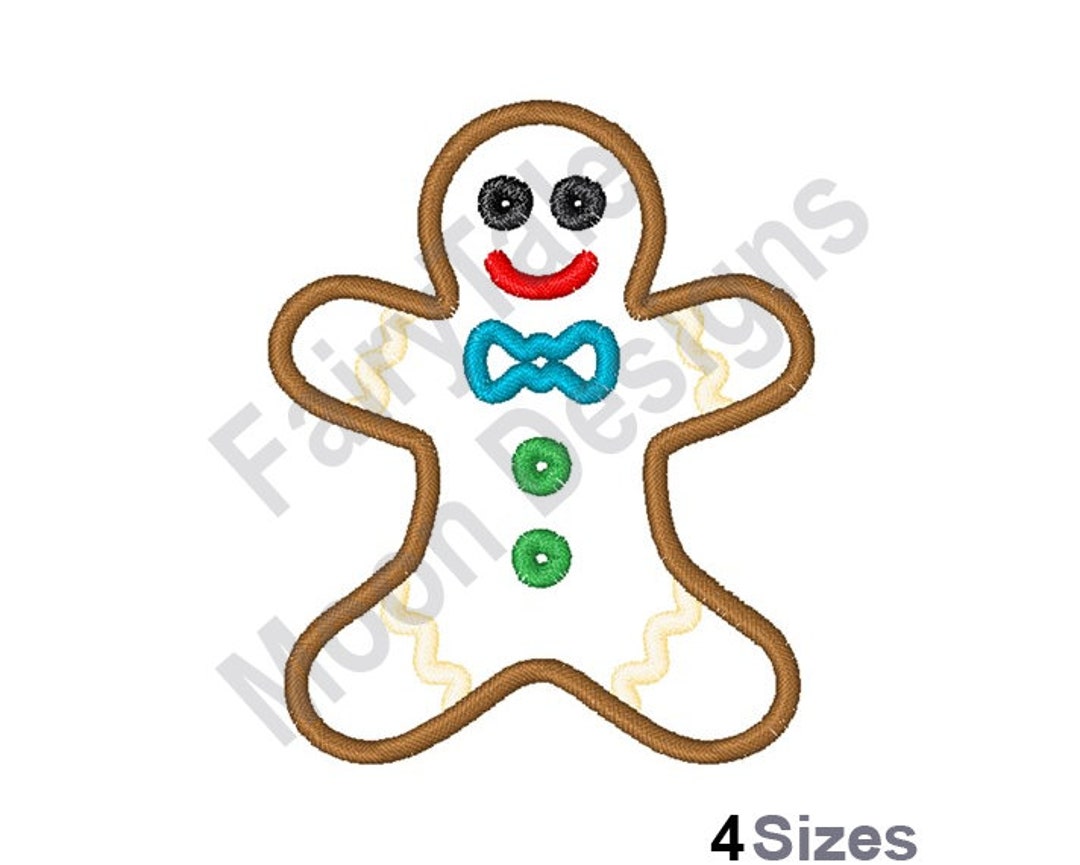 Gingerbread Man Machine Embroidery Design, Christmas Gingerbread ...